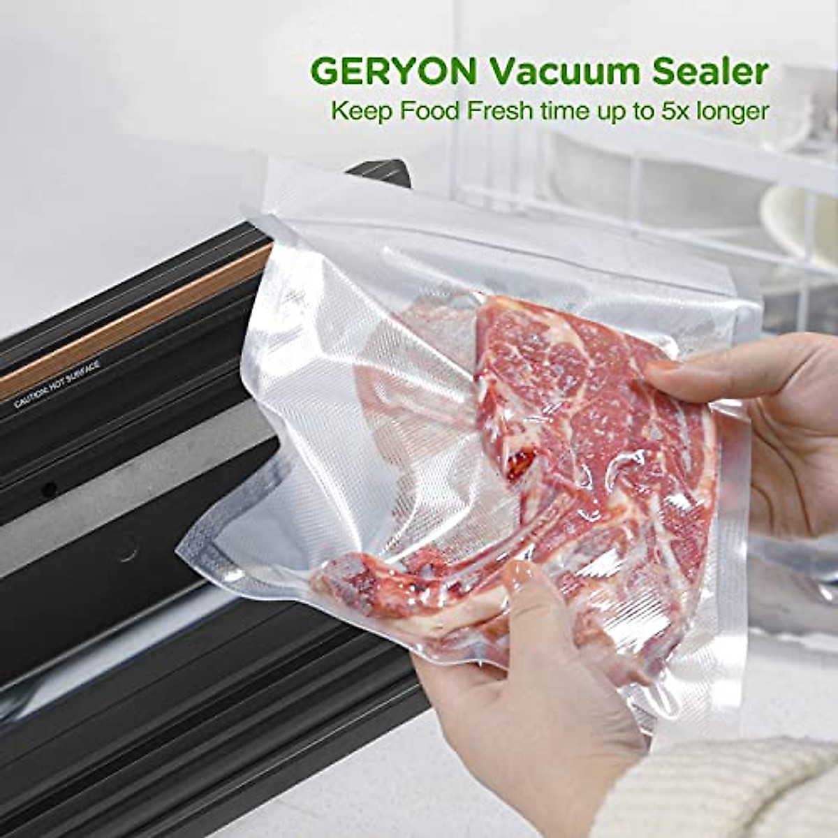 GERYON Vacuum Sealer Bags Rolls, 8x50ft & 11x50ft for Food Storage, Double Sided Texture, BPA Free, Heavy Duty, Great for Vacuum Seal storage, Meal Prep or Sous Vide