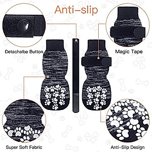 EXPAWLORER Double Side Anti-Slip Dog Socks with Adjustable Straps - Strong Grips Traction Control for Indoor on Hardwood Floor Wear, Best Paw Protector for Puppy Small Medium Large Dogs