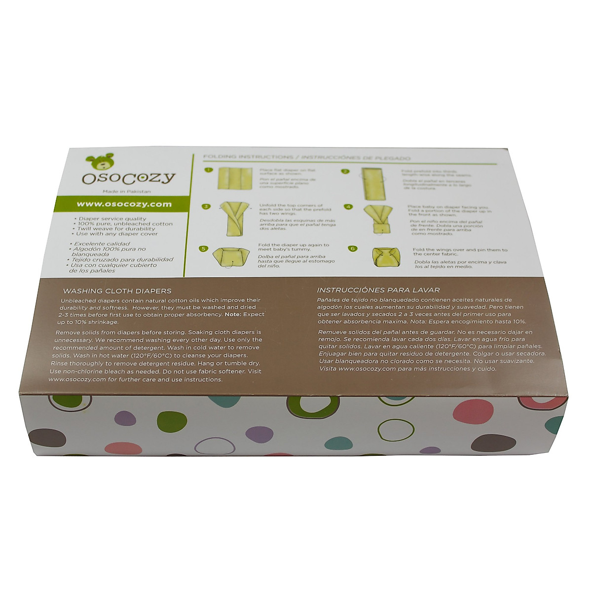 OsoCozy Prefolds Unbleached Cloth Baby Diapers, Size 1 (7-15 lbs), 6 Pack, Soft, Absorbent and Durable 100% Natural Cotton