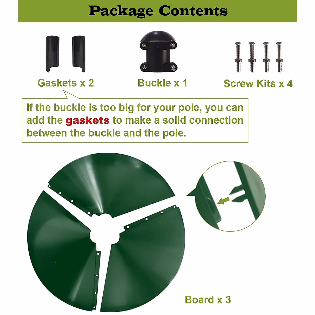 Ansionsol 19 Inch Wide Squirrel Baffle for Bird Feeder Pole, Outside Pole Mount Stopper & Bird House Guard for Outdoor Shepherd’s Hook, Green, 1 Pack