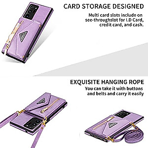 SZHAIYU Flip Leather Wallet Cover for Samsung Galaxy S23 Ultra 5G Crossbody Case with Credit Card Holder Strap Lanyard 6.8'', Women Girl Purse Kickstand (Purple,S23 Ultra)