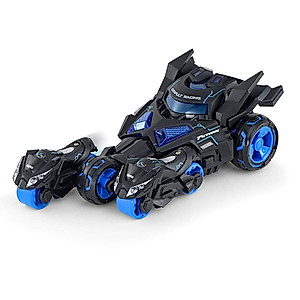 Pull Back Cars Toys, Pull Back Vehicles Motorcycle Launcher Toy Die-cast 3 in 1 Catapult Race Trinity Chariot (Black)