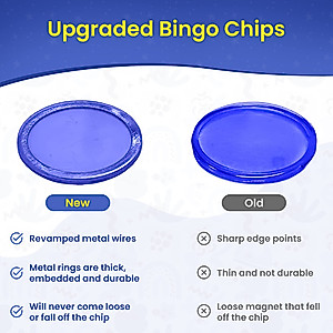 MR CHIPS Made in USA Bingo Magnetic Wand & ¾ Inch Blue 100 Upgraded Pieces Chips Plastic with Metal Rings - Support American Jobs