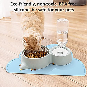 DesignSter Pet Food Mats–Dog Cat Feeding Mat Top Grade Cloud Silicone Pad Anti-Slip Waterproof Anti-Slip Bowl Placemat (Blue)