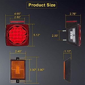 LIMICAR Trailer Light Kit, Trailer Lights LED Kit with Amber Trailer Marker Lights Trailer Wire License Plate Bracket, Trailer Wiring Harness Kit for Truck Boat Trailer RV Marine Under 80"