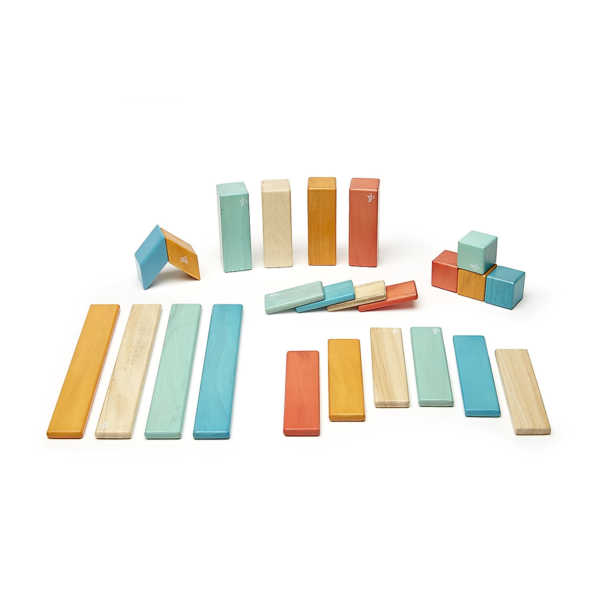24 Piece Tegu Magnetic Wooden Block Set, Sunset, 1-99 years old