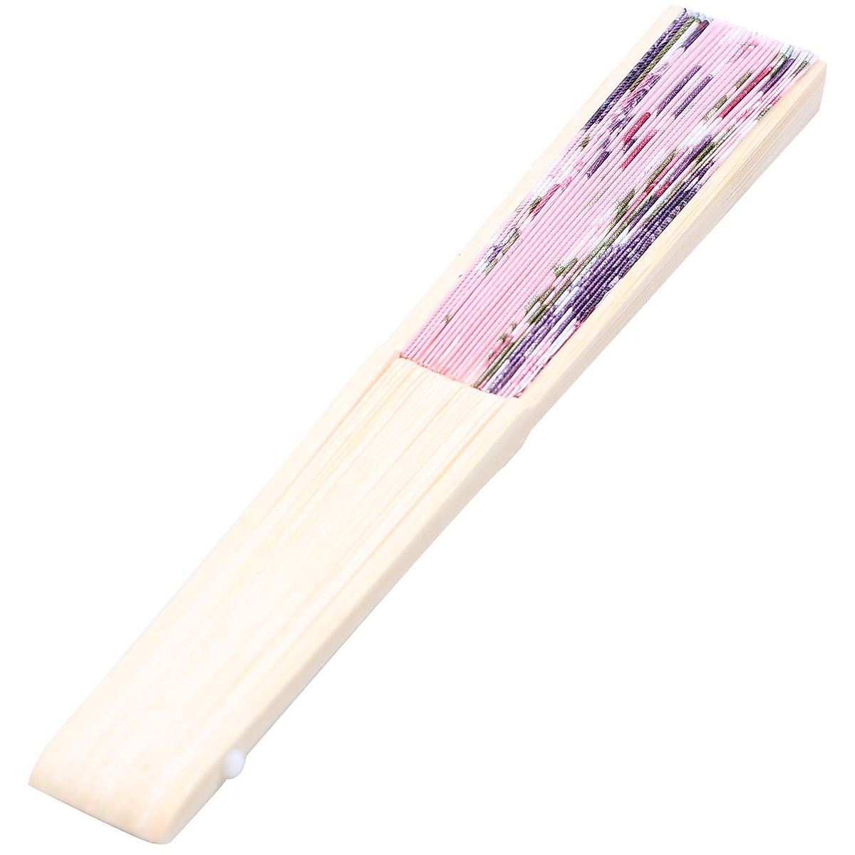 RAZZUM Bamboo Frame Fabric Pattern Dance Wedding Foldable Handbag Pink fan