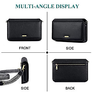 Peacocktion Small Crossbody Cell Phone Purse for Women, Shoulder Side Handbags with Coin Purse Pouch 2 Size Bags, Black