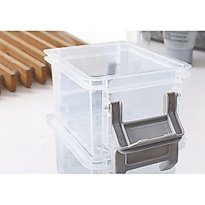 2 Pack Mini Plastic Storage Bin Organizing Container with Lids and Latching Buckles Stackable Nestable Clear Storage Containers Latching Box with Handle for Organizing, Medium and Large(Blue/Grey)