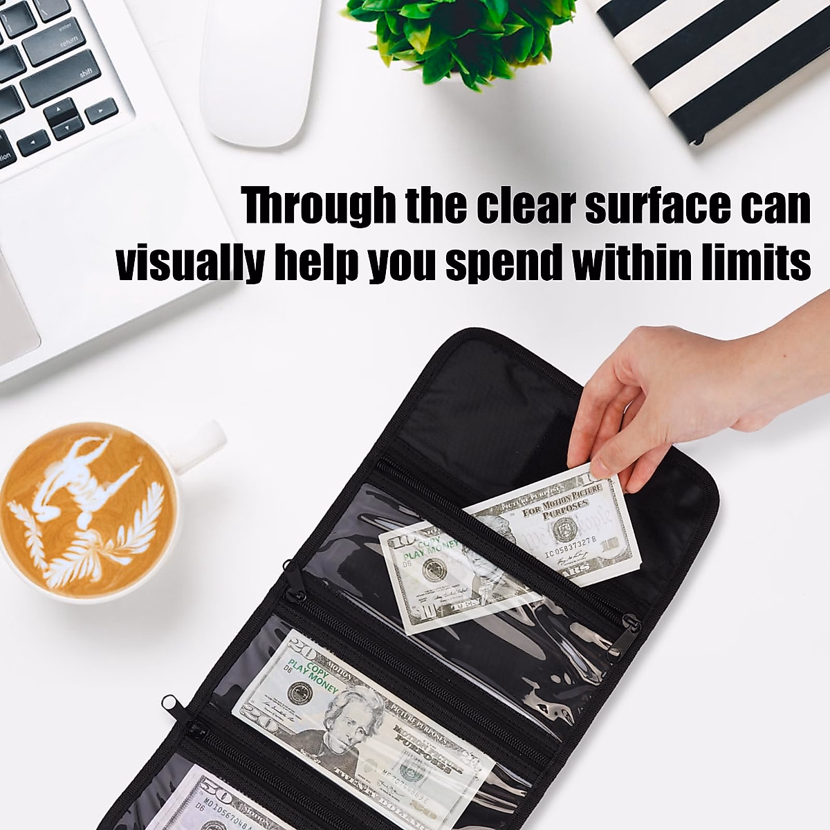 Yamahiko Money Wallet Multipack Cash Organizer - 6 Zippered Money Pouch Envelope Wallet for Travel Budgeting, Receipts