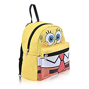 SpongeBob SquarePants Nickelodeon Leather Backpack - Girls, Boys, Teens, Adults - Officially Licensed Spongebob 10 Inch Allover Faux Leather Mini Backpack