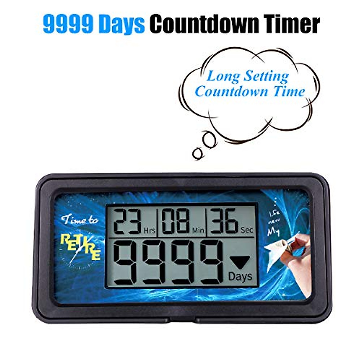 AIMILAR Digital Countdown Days Timer - 9999 Days Count Down Days Timer with Backlight for Retirement Wedding Vacation Christmas New Baby Classroom Lab Kitchen Cooking (Retirement)