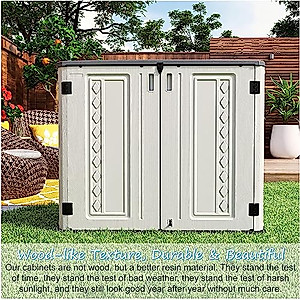 Mrosaa Sheds & Outdoor Storage, 34 Cu.ft Horizontal Storage Sheds Outdoor with Floor, Outdoor Storage Cabinet Waterproof for Garage Storage, Pool Storage, Bike Shed, Garden Shed