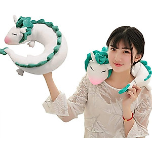 AIHANCH Dragon Neck Pillow Anime Cute Haku Dragon Pillow Anime Plush Doll Toy Kids Travel Pillows with Sleeping Eye Mask for Chrismas Birthday Gift