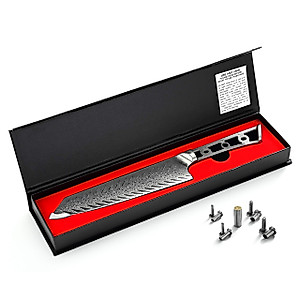 KATSURA Woodworking Project Kit – Kiritsuke Chef Knife Blank – 8 Inch with 50mm wide blade – Thunder-X Series – Japanese Premium 67 Layers Damascus AUS 10 Steel – NO LOGO