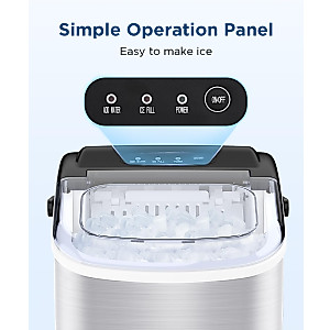 COWSAR Ice Maker Countertop, Stainless Steel Portable Ice Maker Machine with Self-Cleaning, 26.5lbs/24Hrs, 6 Mins/9 Pcs Bullet Ice, Perfectly for Home Use, Gift