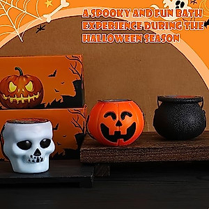 Tanlade 12 Pcs Halloween Bath Bombs Gift for Kids Set 5 oz Witches Brew Cauldrons Pumpkin Skull Bath Bombs Scary Gift Set Bath Bombs for Dry Skin Fizzies Spa Kit