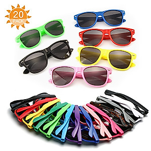 YQVIE 20 Pack Wholesale Adult Sunglasses for Men Women in Bulk 70s Retro Cheap Glasses for Party Supplies (20Color Mix)