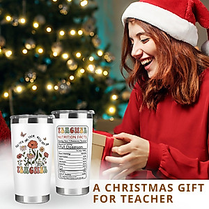 MENANA Teacher Appreciation Gifts - Teacher Gifts for Women - Thank You Gift Ideas for Teachers Women Daycare - Teachers Appreciation Week, Birthday, Back To School Gift - 20 Oz White Tumbler