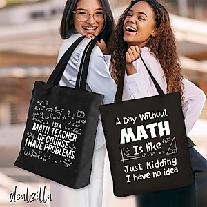 dealzilla Math Teacher Bag Gifts for Math Teachers Women A Day Without Math Canvas Bag Christmas Appreciation Gift for Female Math Teacher from Student Thank You Math Teacher Present