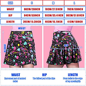 Retro 80s 90s Skirt for Women Tennis Skirt Golf Skirt High Waisted Athletic Skirts with Pockets for Retro Summer Party (Fresh Color,Large)