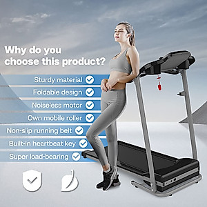Treadmill,Home Foldable Treadmill with Incline, Folding Treadmill for Home Workout, Electric Walking Treadmill Machine 15 Preset or Adjustable Programs 250 LB Capacity MP3 Black