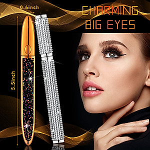 Demissle 10 Pcs Eyelash Glue Pen Self Adhesive Eyeliner 2 in 1 Eye Liner Pen No Glue No Magnetic Eyeliner Diamond Glitter Liquid Eyeliner Pen Waterproof Eye Liner for Women Girls Eye Makeup