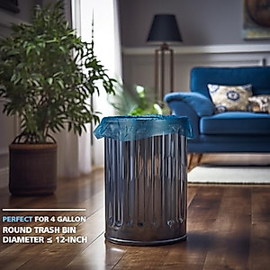 Small Trash Bags, AYOTEE 4-6 Gallon Compostable Garbage Bags, 4 Gallon Trash Bags, Unscented Leak Proof Biodegradable Bags Wastebasket Liners, Bathroom trash bags, Compost Bags (100 Counts, Blue)