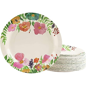 Juvale 80 Pack Disposable Watercolor Floral Party Plates, 9 Inches, Ideal for Tea Parties, Weddings, Bridals, Baby Showers, Outdoor Lunch