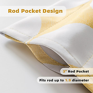 DriftAway Amelia Retro Geo Pattern Round Circle Star Print Blackout Valance Rod Pocket Curtain Single 52 Inch by 18 Inch Plus 2 Inch Header Yellow