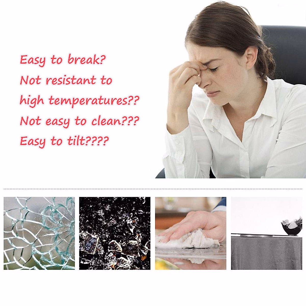 24 inch Kitchen Lazy Susan Turntable with Aluminum Base , Round Table Service Tray, Heavy Duty Non-Skid, Large Glass Turntable，Thick: 10mm