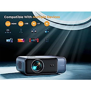 [Auto Focus] YABER Pro V9 4K Projector with WiFi 6 and Bluetooth 5.2, 500 ANSI Native 1080P Outdoor Movie Projector, Auto 6D Keystone & 50% Zoom, Home Theater Projector for Phone/TV Stick/PC