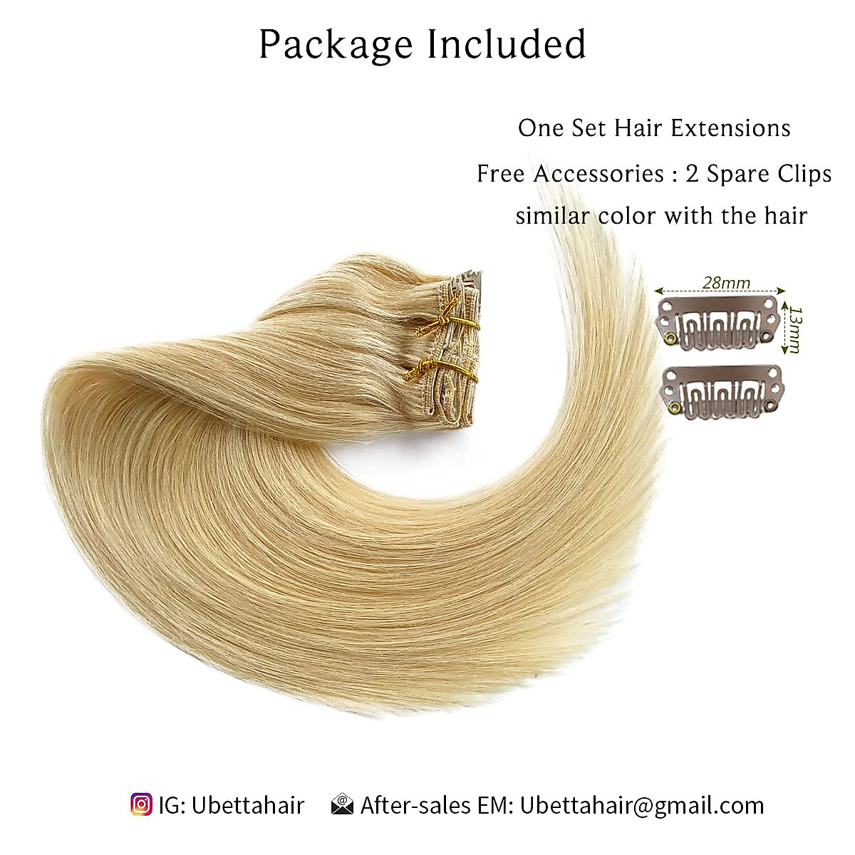 Clip in Hair Extensions Real Human Hair, Bleach Blonde Real Hair Extensions Clip in Human Hair, 7 Pieces 70G Double Wefts Remy Human Hair Clip in Extensions 16 Inch Clip-ins for Fine Hair Women