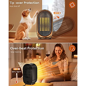 LINFOX Space Heater, 1500W Portable Heaters for Indoor Use for Office, Energy Saving Mini Desk Heater, Overheating & Tip-Over Protection Small Heater Suitable for Offices, Homes, Holiday Gifts(Black)