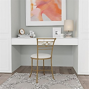 Hillsdale, Dutton Metal Vanity Stool with Center Diamond Design for Makeup Room or Bathroom, Gold