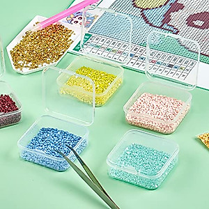 Qeirudu 15Pcs Small Clear Plastic Storage Containers - Bead Organizer Cases Storage Boxes with Hinged Lids for Beads, Jewelry and Craft Supplies (2.17 x 2.17 x 0.79 Inch)