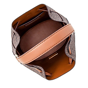 Michael Kors Reed Medium Belt Bucket Crossbody Handbag Brown MK Signature