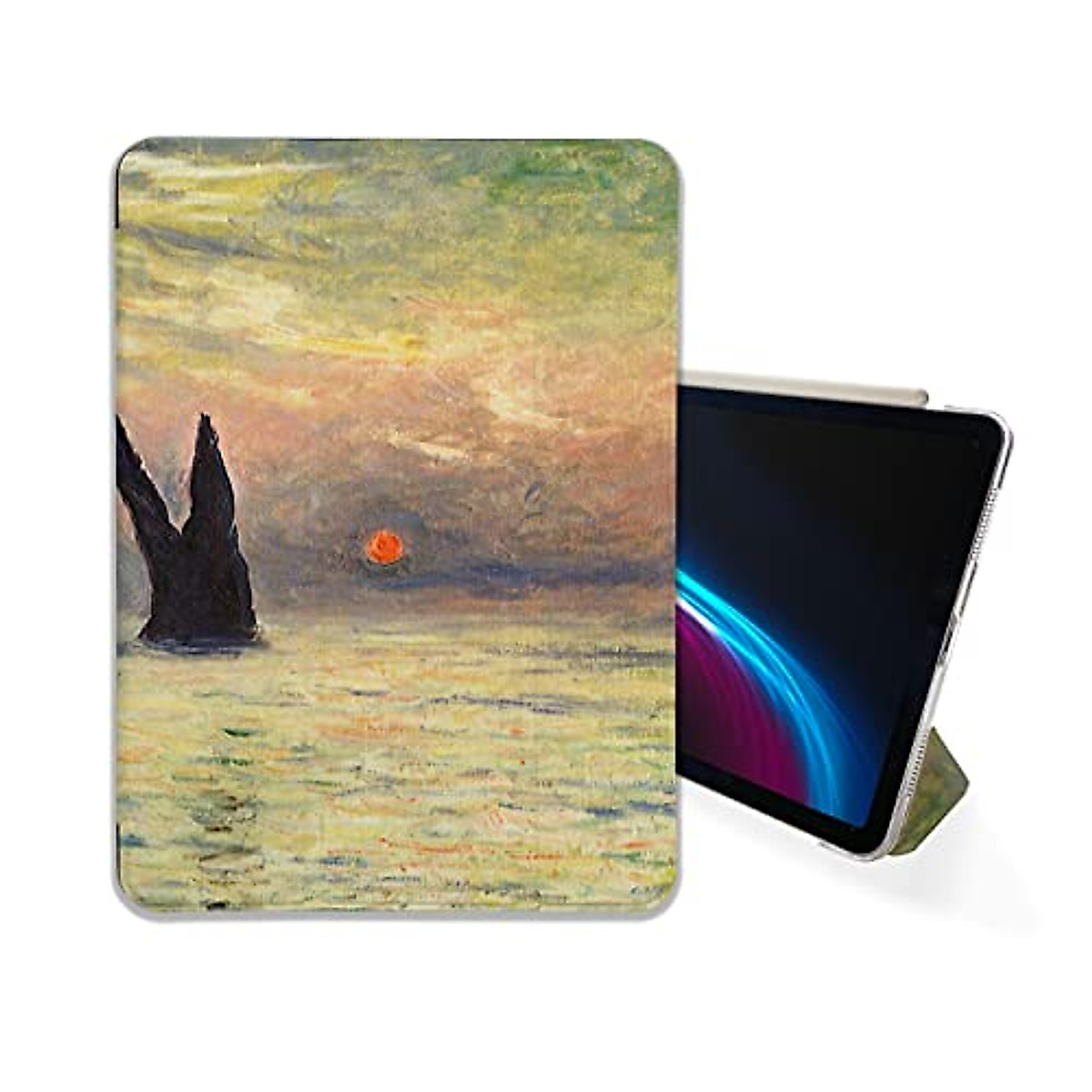 Claude Monet Sunset at Etretat case Compatible with iPad Mini Air Pro 7.9 8.3 9.7 10.2 10.9 11 12.9 inch Pattern Cover New 2022 2021 Trifold Stand 3 4 5 6 7 8 9 Generation (8.3 Mini 6)