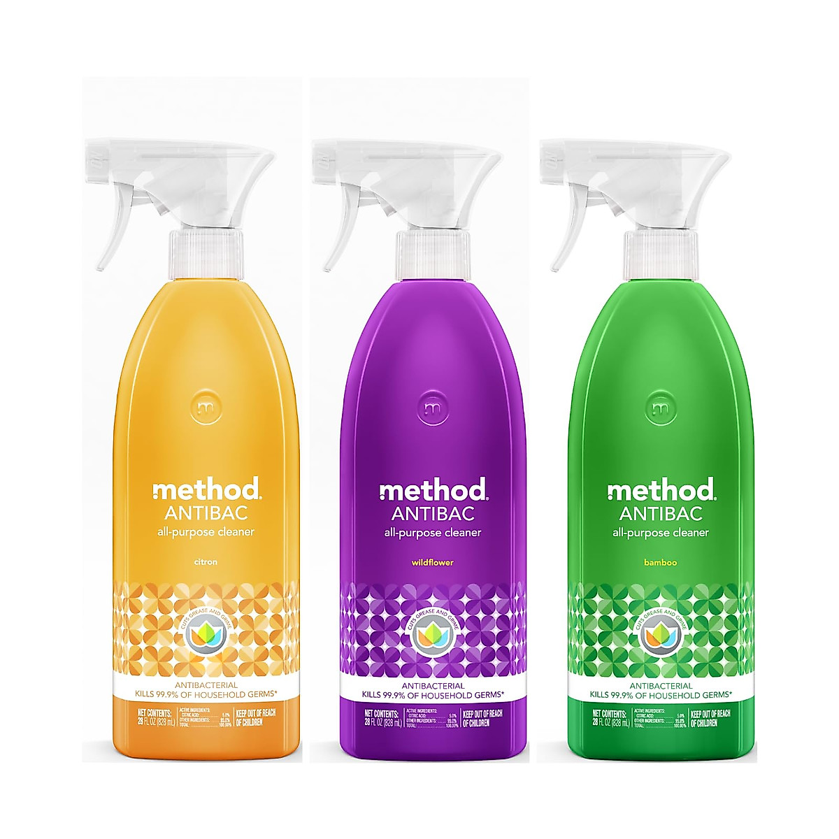 METHOD ALL Method All Purpose Natural Surface Cleaning Spray - 28oz Variety Pack (Bamboo, Citron, Wildflower)