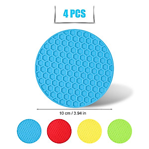 LUTER 4pcs Jar Gripper Pads, Honeycomb Silicone Jar Opener Grippers Multifunctional Round Rubber Jar Gripper Pads for Elderly Kids Arthritic Hands (Multicolor)