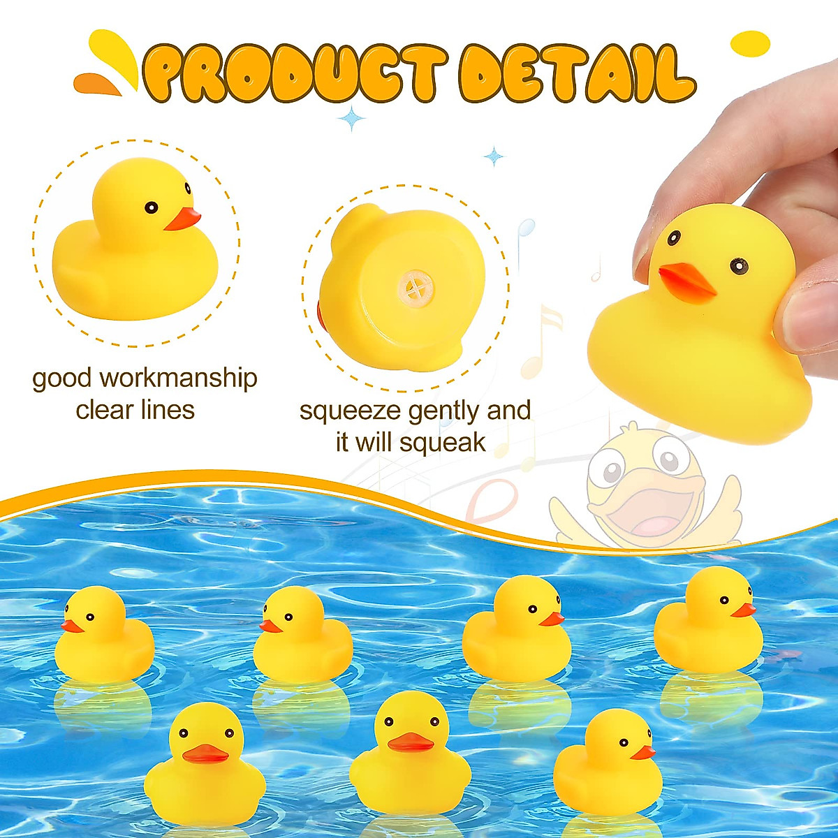 Vinsot 100 Pcs Bath Ducky Mini Rubber Ducks Yellow Rubber Duck Bath Toy Rubber Tub Toys Bathtub Toys Squeak and Float Ducks (1.77 x 1.77 x 1.57 Inch)