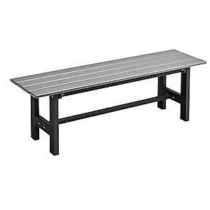 Tangkula 47” Outdoor Garden Bench, 2-Person Patio Park Bench with HDPE Slatted Seat & Metal Frame, 660 LBS Capacity, Rectangular Outdoor Dining Bench for Yard, Garden, Balcony, Entryway (2, Gray)