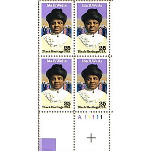 1990 IDA B WELLS ~ BLACK HERITAGE #2442 Plate Block of 4 x 25 cents US Postage Stamps
