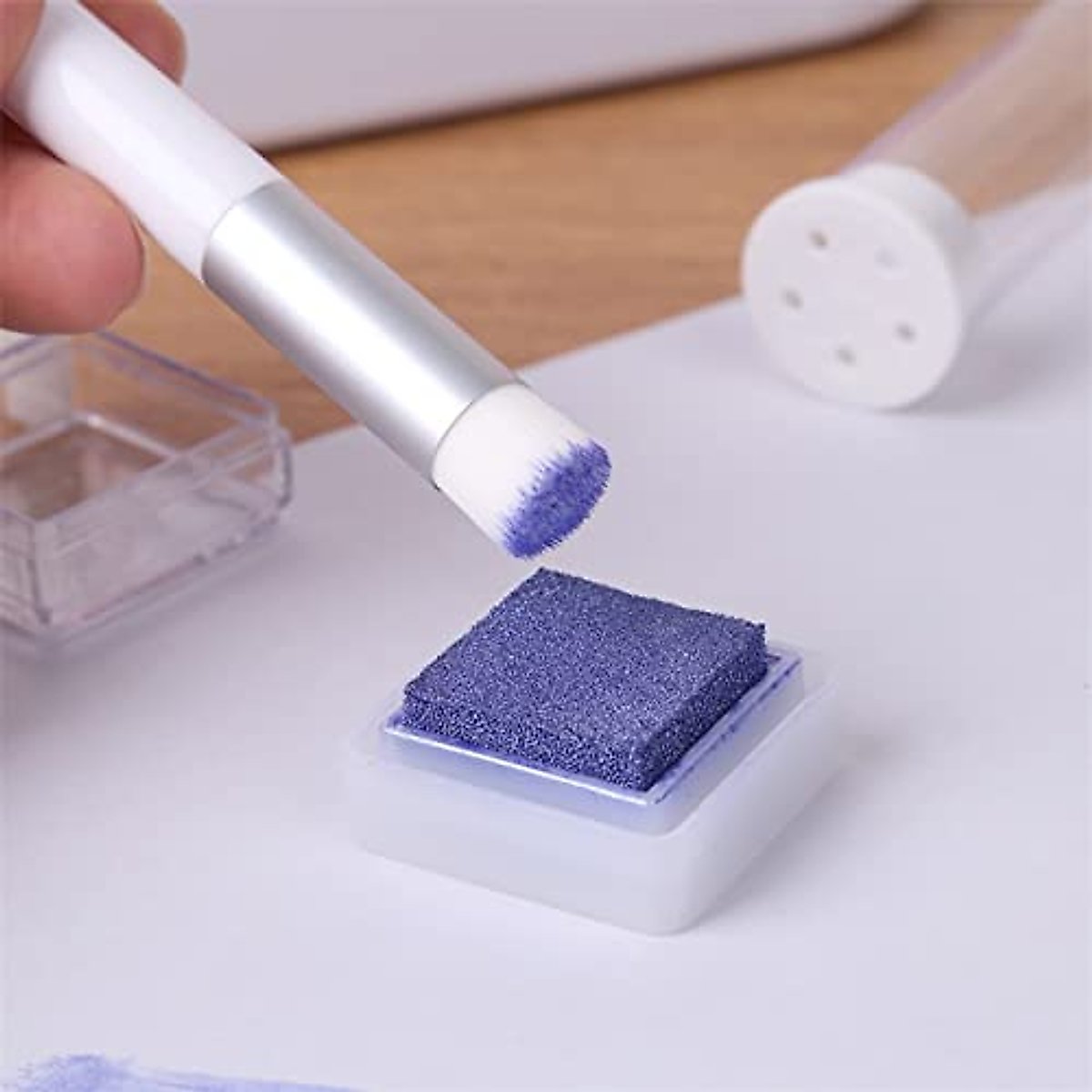 12 Pieces Ink Blending Brushes for Card Making Paper Crafting Stamping Background Mini Crafting Brushes with Holder Sets for Blending Paper Crafter Blenders Painting Multipurpose Use