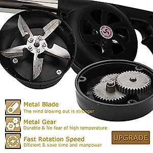 GkGk Hand Crank BBQ Fan, Portable Barbeque Air Blower with Manual Handle Speed Control and Metal Fan Blade for Outdoor Barbecue Fire Bellow, Camping and Hiking Picnic