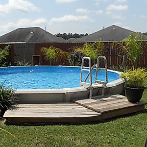 Main Access 200600T 4 Piece 24" Wide Heavy Duty Adjustable Above Ground Swimming Pool Smart Step Entry System with 200 Pound Capacity, Taupe