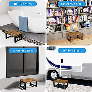 YAKANJ Step Stool,Sturdy Wooden Step Stool for Adults Kids Toddler,Heavy Duty Stable Foot Stool for Kitchen Bathroom Bedroom Closet Garden Living Room-Brown