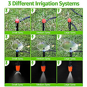 MIXC Drip Irrigation Kit, 100FT Garden Irrigation System Plants Watering System For Lawn Patio Raised Bed Automatic Irrigation Equipment With 1/4" Blank Distribution Tubing , Adjustable Nozzle Emitters Sprinkler, Barbed Parts And Irrigation Connectors
