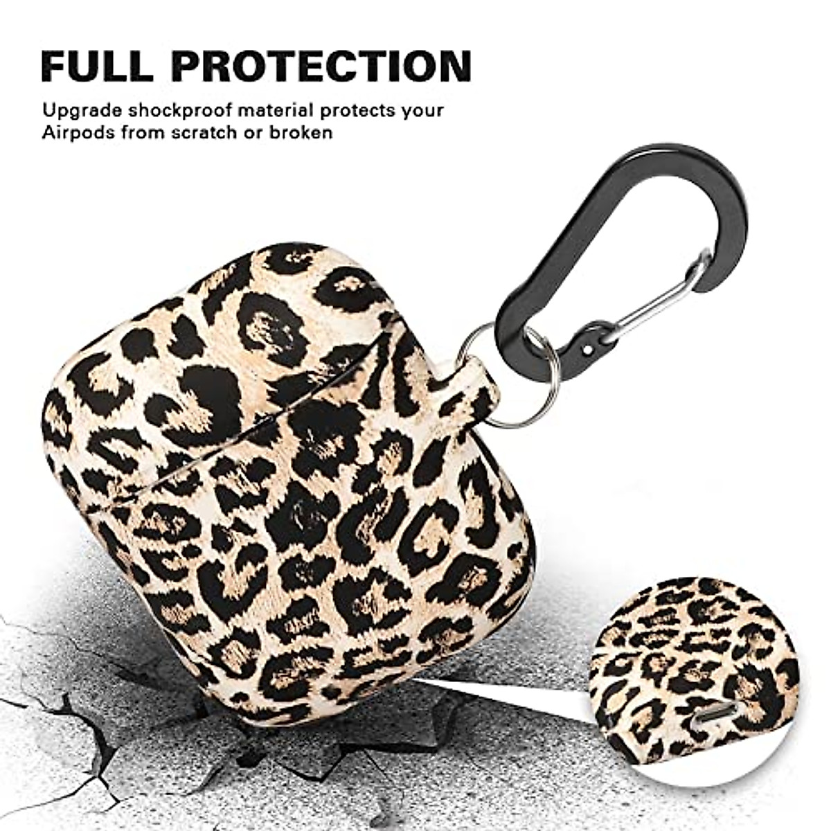 ALNBO Compatible with AirPods Case Soft Silicone Protective Case Cover Cute for AirPods 2 &1 for Women with Keychain Front LED Visible Leopard Cheetah
