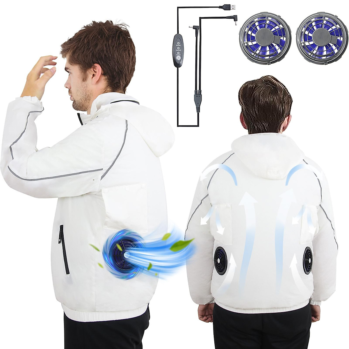 Leetye Mei Fan Jacket Air Conditioned Jacket, Fan Jacket for Women Men With 3 Speed Adjustable Cooling Jacket (2XL)